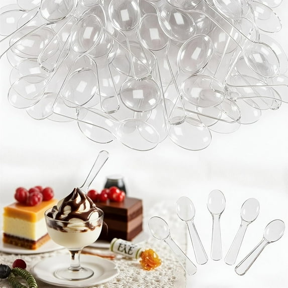 500Pcs Mini Spoons for Desserts, Sample Spoons, Small Tasting Spoon, Disposable Mini Plastic ...