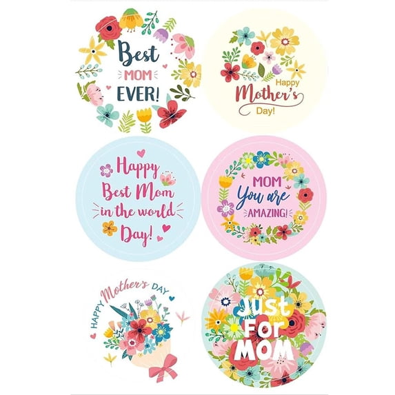 500Pcs Mother's Day Dealing Sticker 1Inch Flower Seal Sticker Wrapping ...