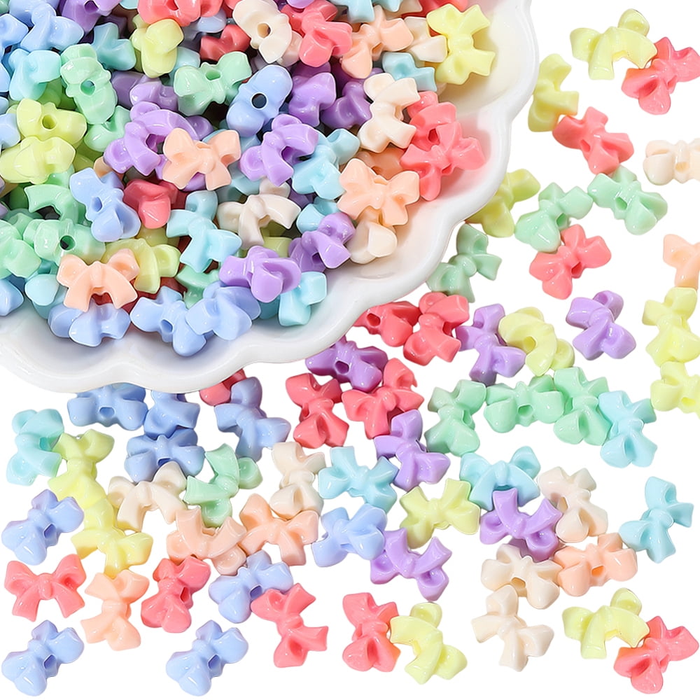 500Pcs Opaque Acrylic Beads Bowknot Mixed Color 7.5x10x5.5mm Hole: 1 ...