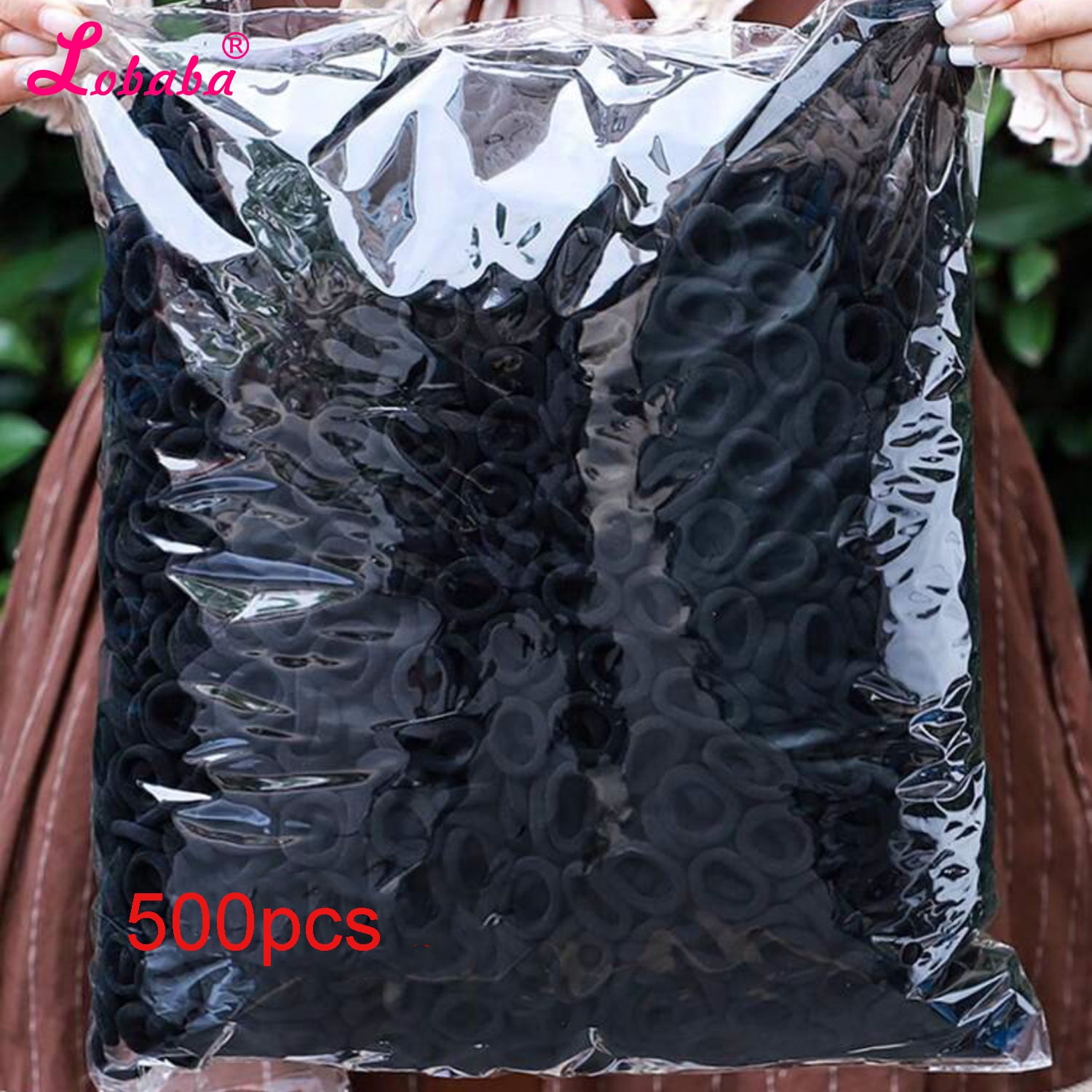 500Pcs Pink Black Camel Small Hair Ties,Hair Elastics Ponytail Holders ...