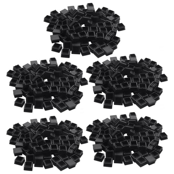 500Pcs Plastic Square Tube Inserts End Blanking Caps 20mm x Black ...
