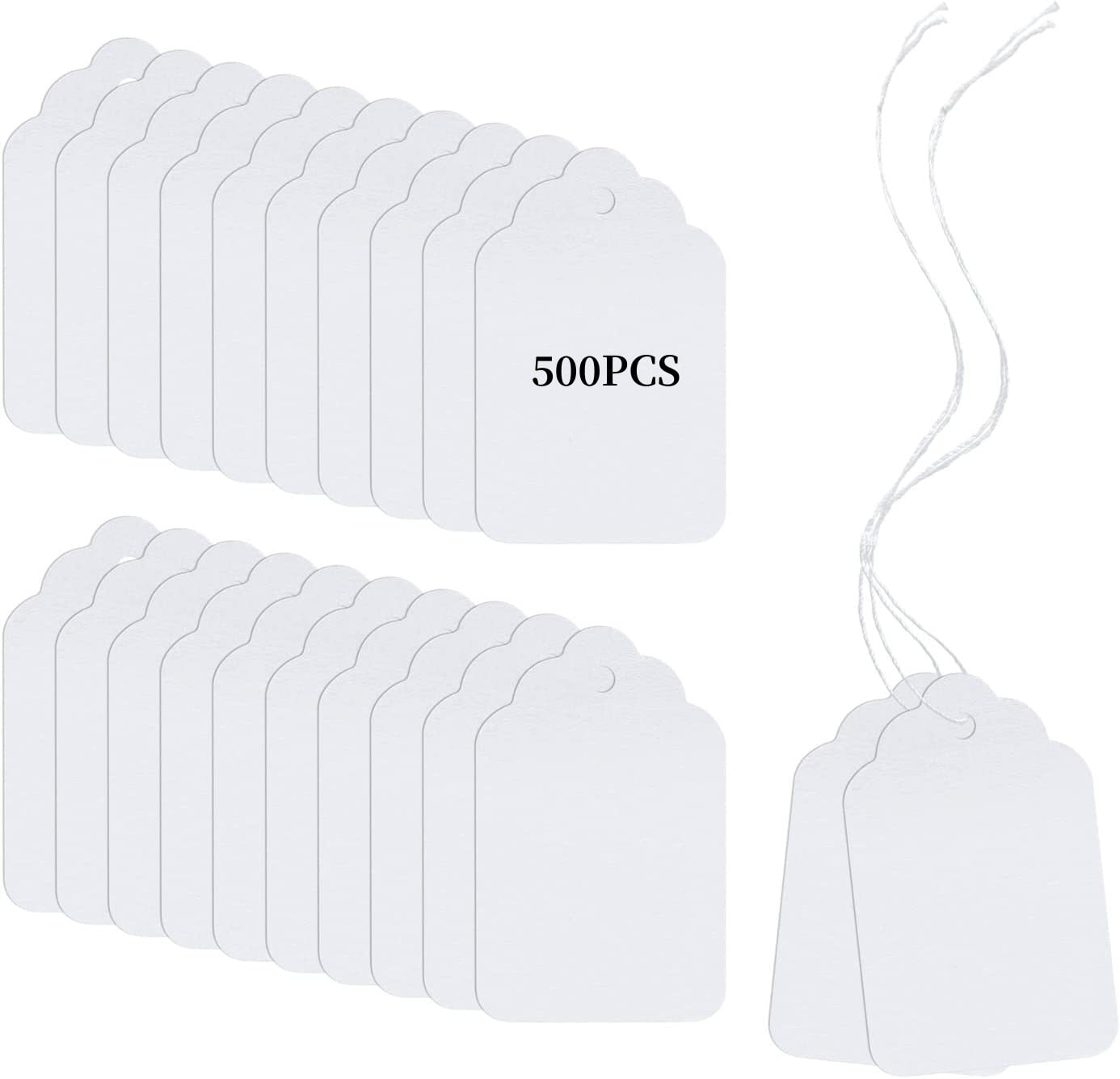500Pcs Price Tags with String Attached Small White Marking Tag Paper ...