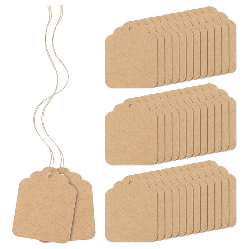 500Pcs Price Tags with String Attached Brown Kraft Paper Gift Bags Tags ...