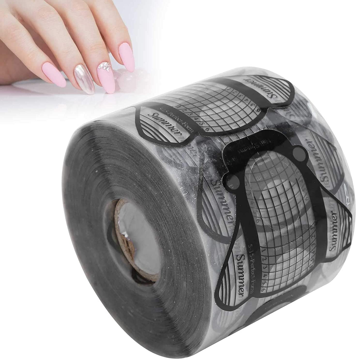 500Pcs/Roll Nail Forms Self-adhesive Nail Extension Sticker PVC ...