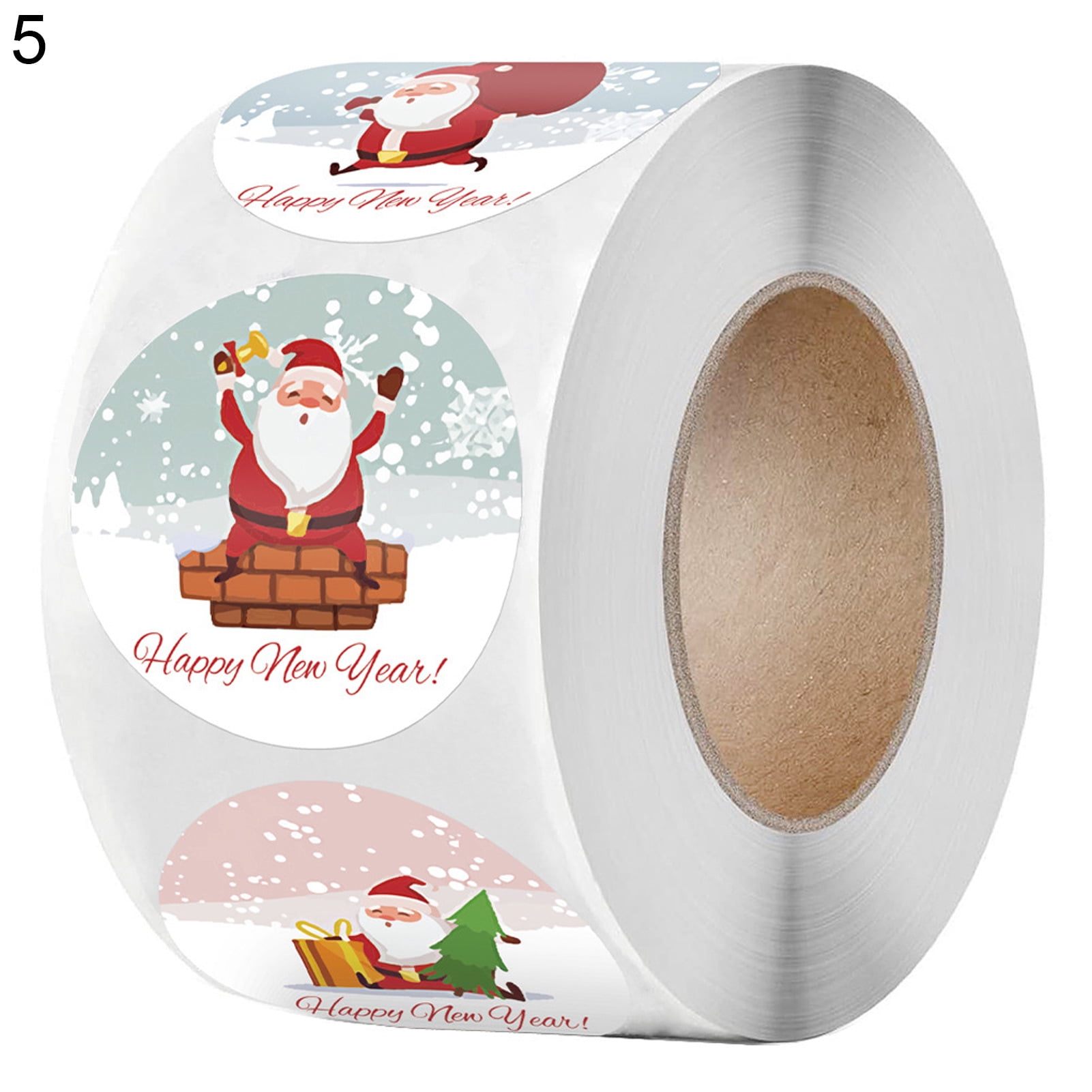 500Pcs/Roll Wrapping Sticker Christmas Theme Print Multi-Use Kraft ...