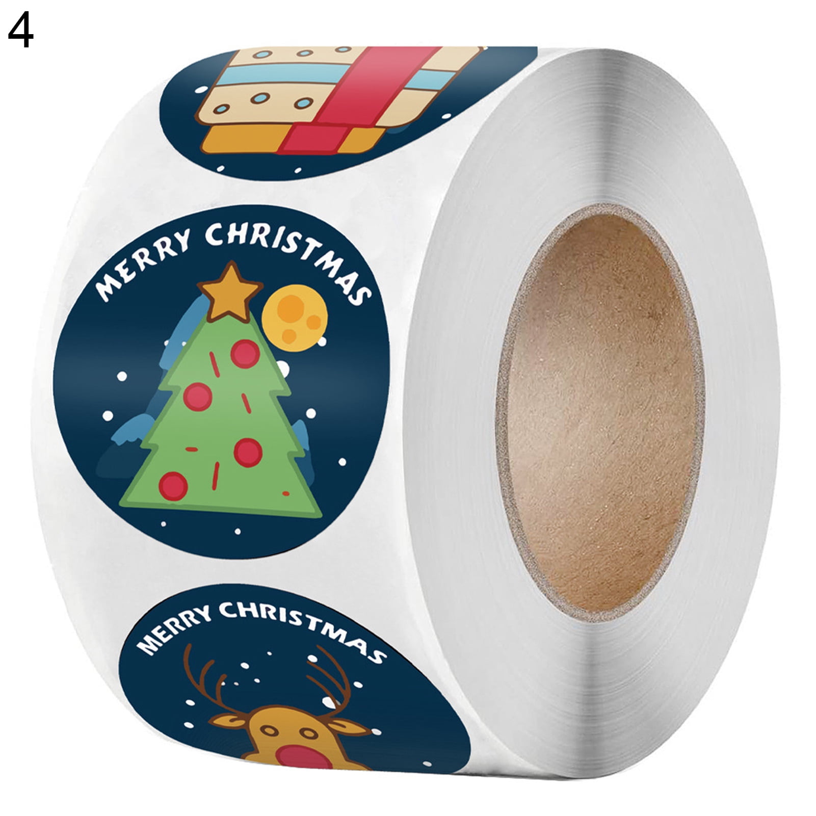 500Pcs/Roll Wrapping Sticker Christmas Theme Print Multi-Use Kraft ...
