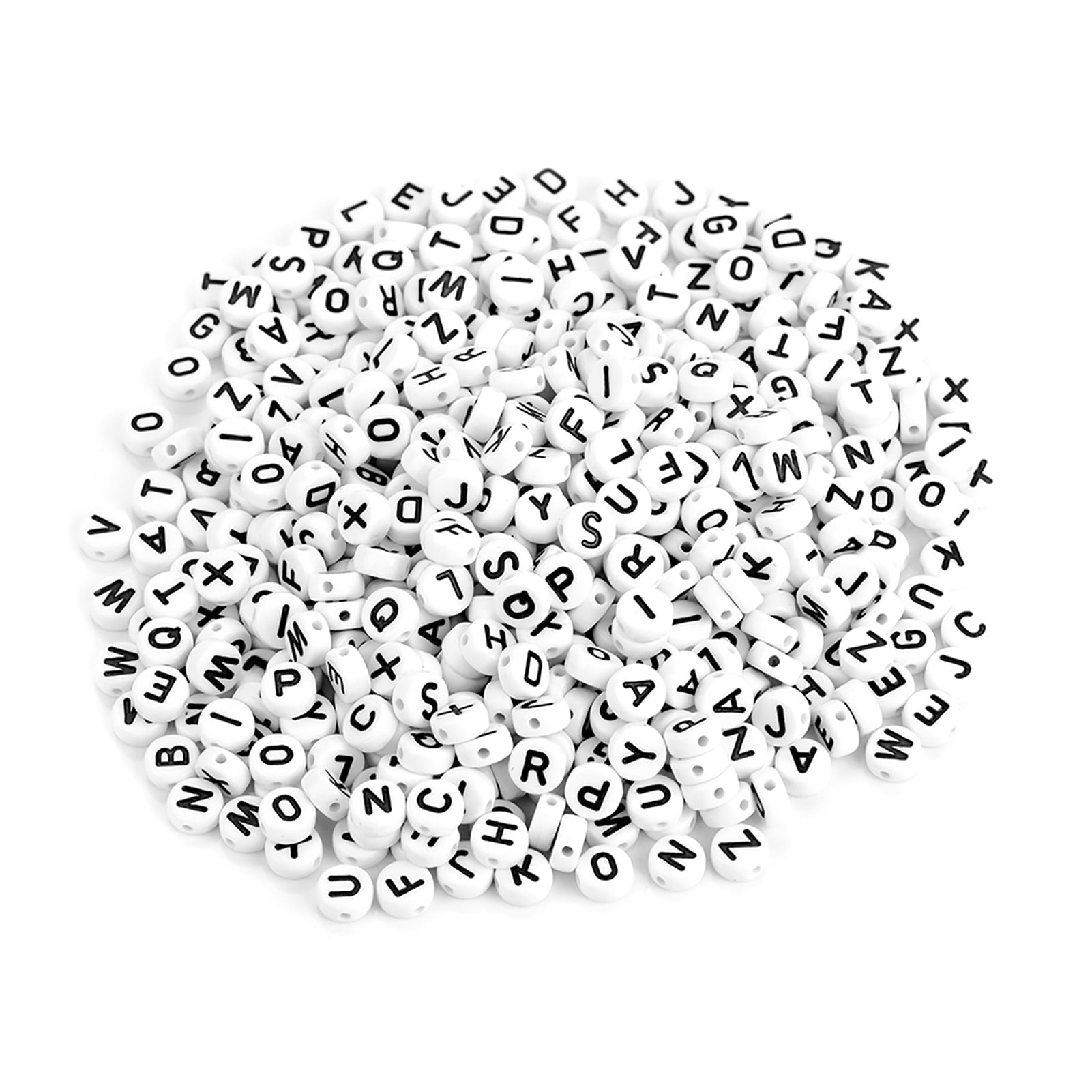 500Pcs Round Acrylic Single Letter Beads A-Z White Beads DIY Bracelet ...