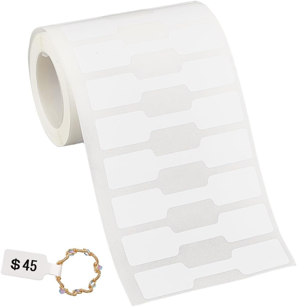 500Pcs Self Adhesive Jewelry Tags Price Tags Stickers Rectangular White ...