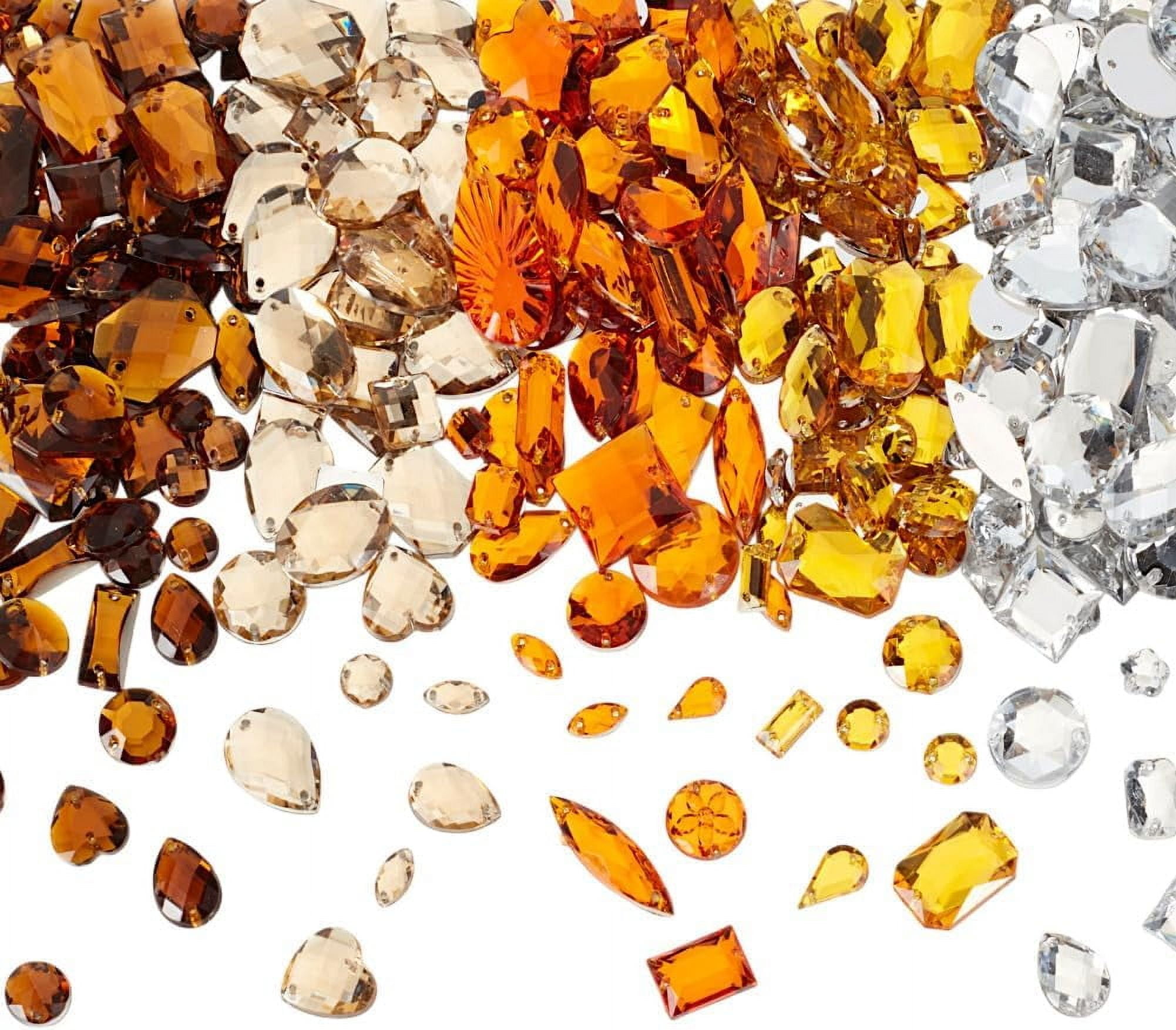 500Pcs Sew on Rhinestones 5 Colors Mixed Shapes Sew on Crystals with 2 ...