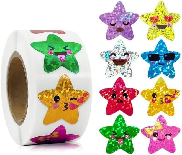 500Pcs Smiley Face Star Stickers for Kids Reward,1inch 8 Colored ...