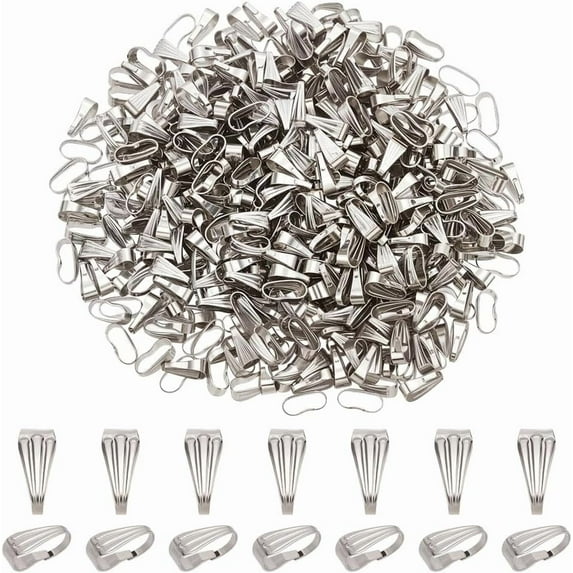 500Pcs Snap on Bails 304 Stainless Steel Pinch Clip 8.5x3.5mm Pinch ...