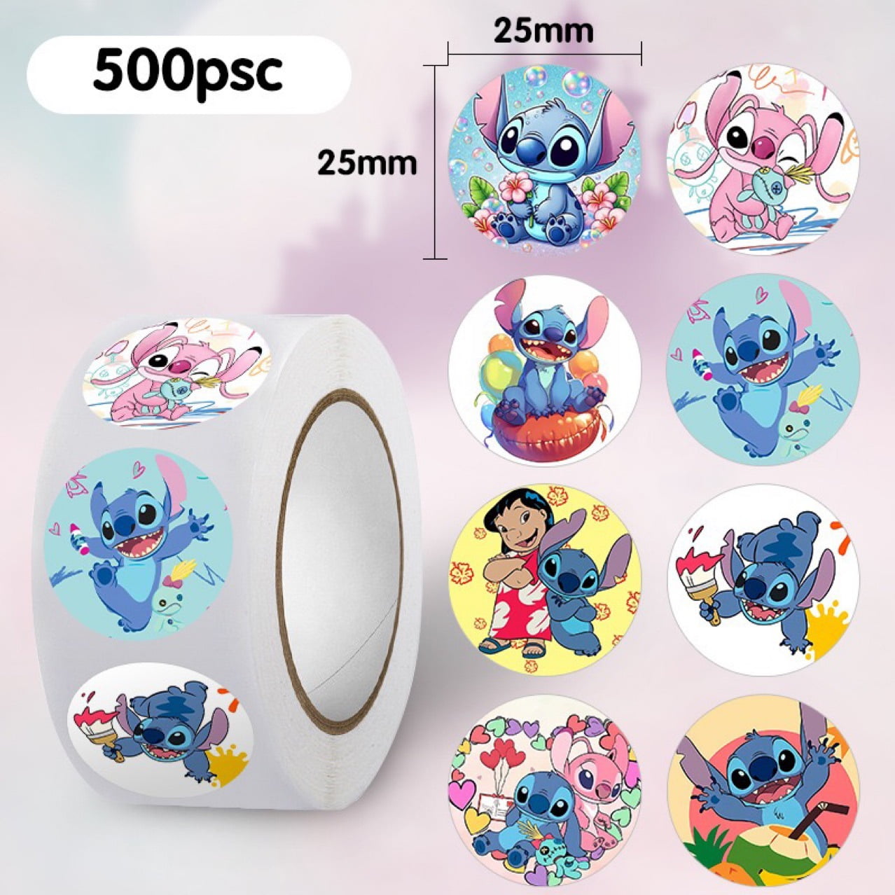 500Pcs Stitch Cute Classic Cartoon Stickers, Movie Decals Rolls Self ...