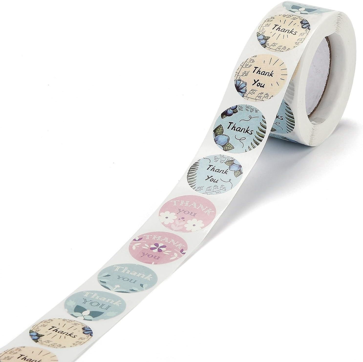 500Pcs Thank You Theme Self Adhesive Paper Stickers Colourful Roll Word ...