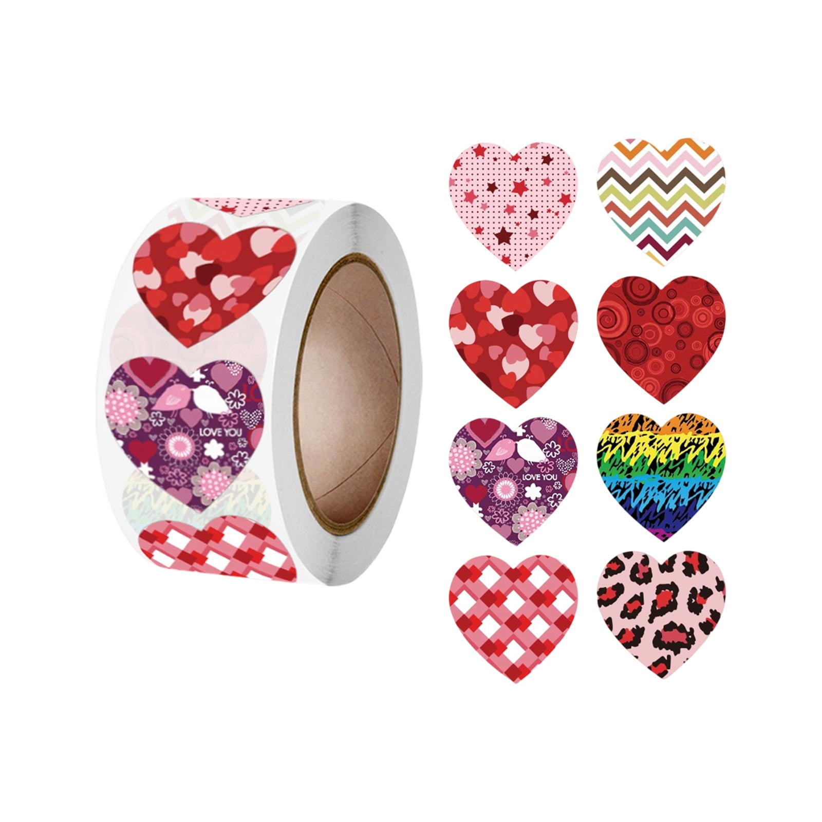 500Pcs Valentines Roll Stickers Red Heart Shape Sticker With Cute Angel ...