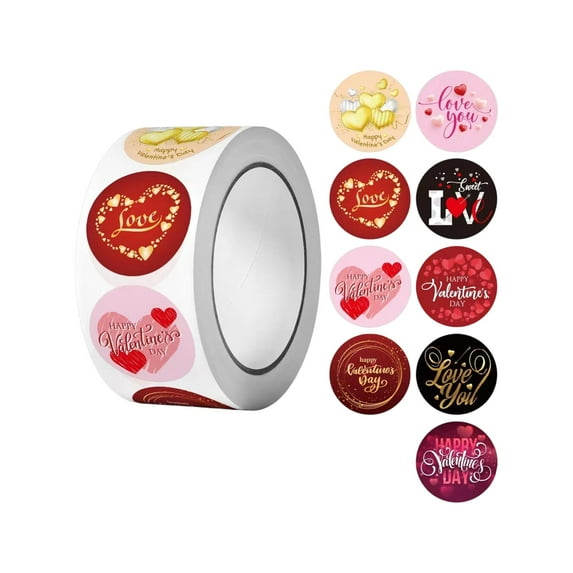 500Pcs Valentines Roll Stickers Shiny Heart Shape Sticker with Romantic ...