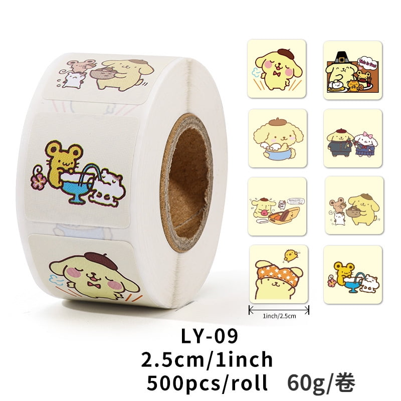500Pcs/roll Sanrio Sticker Kawaii Kuromi Hello Kitty P Cinnamoroll ...