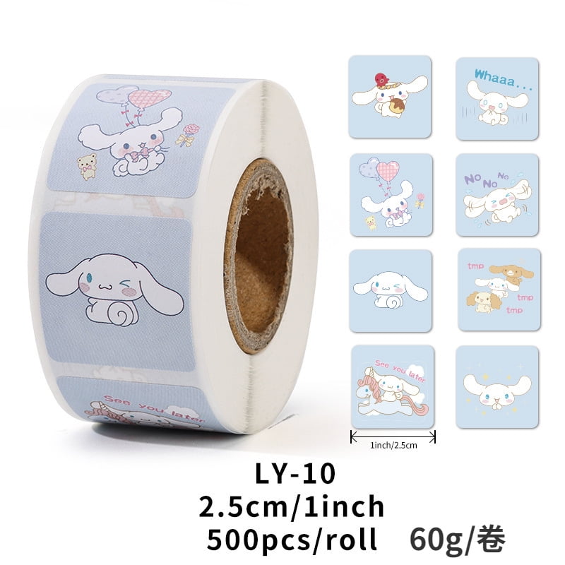 500Pcs/roll Sanrio Sticker Kawaii Kuromi Hello Kitty P Cinnamoroll ...
