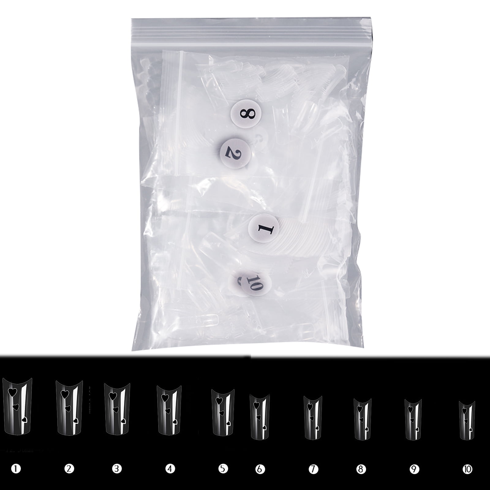 500Pcs/set Hollow Tips Full Cover Fake Artificial Press on Long Almond ...