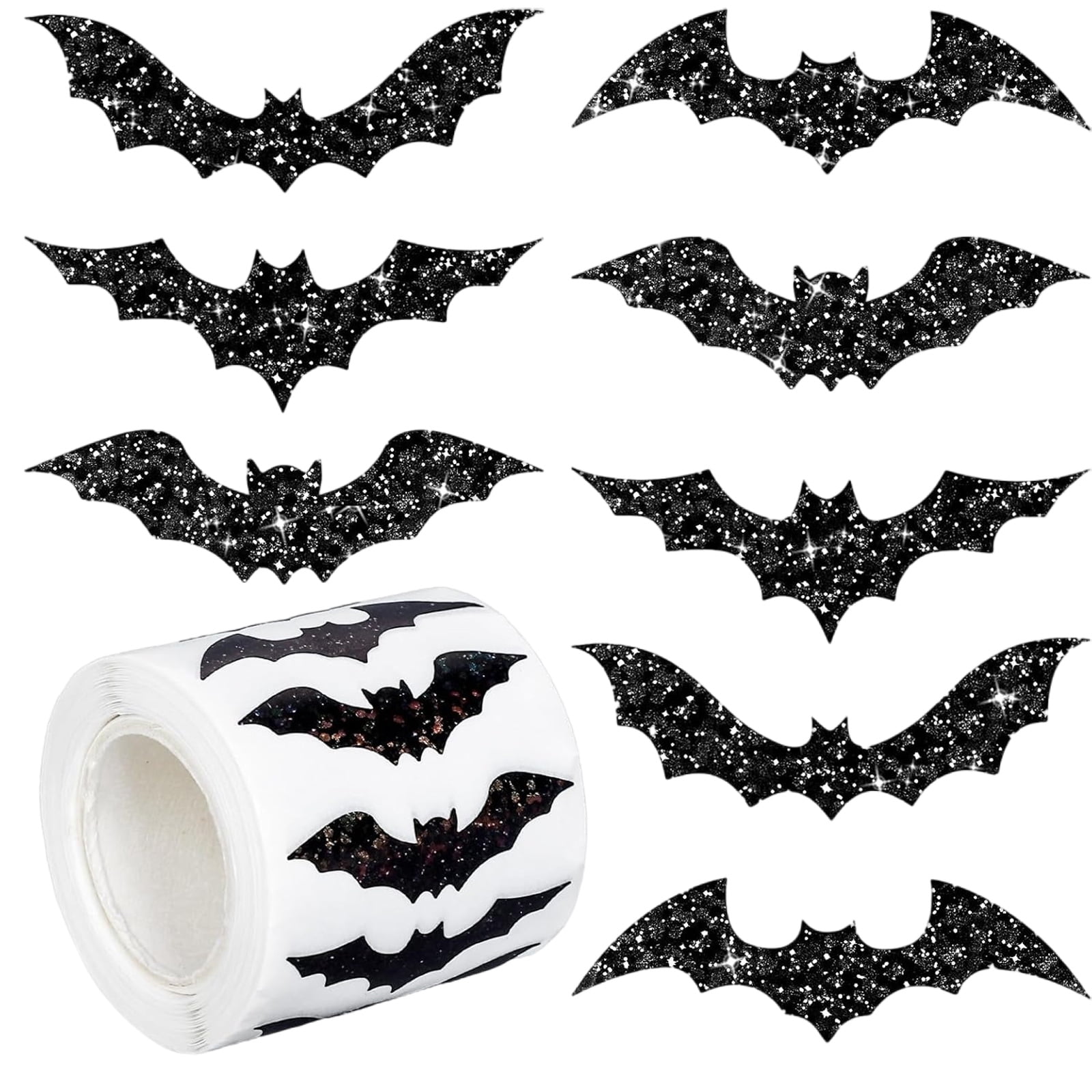 500Pieces Halloween Bats Sticker Glittering Seal Sticker Adhesive Seal ...