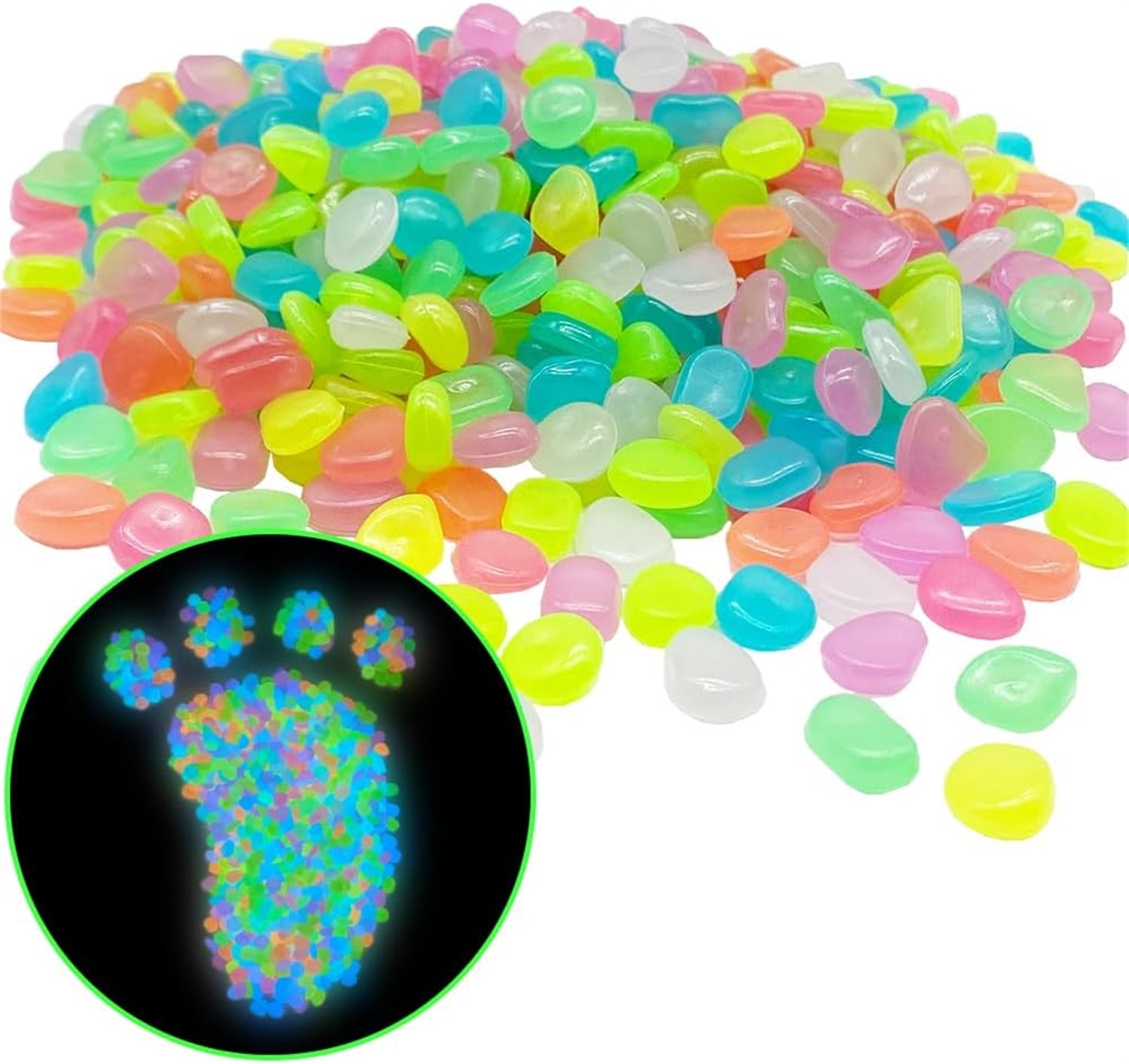 500Pieces Glow in The Dark Rocks,Mixed Color Glow Rocks Decorations ...