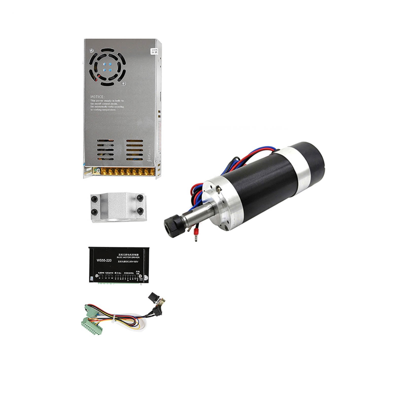 500W/0.5KW ER11/ER16 Brushless DC Spindle Motor+55MM Clamp with Screws+ ...