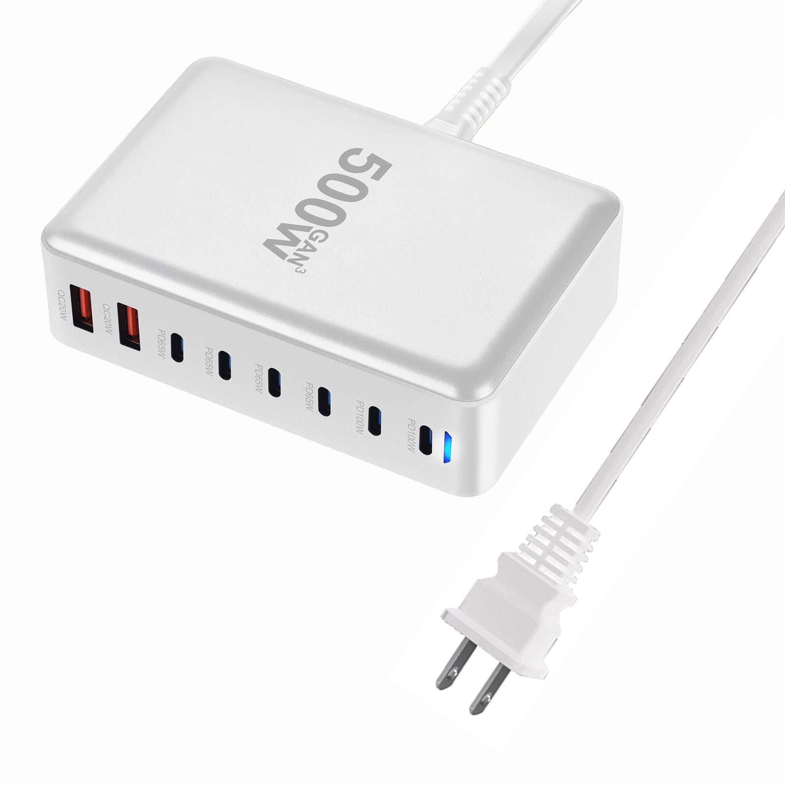 500W 8 Port 6 USB C 2 USB A GaNs Charging for Laptops Fast Charging ...