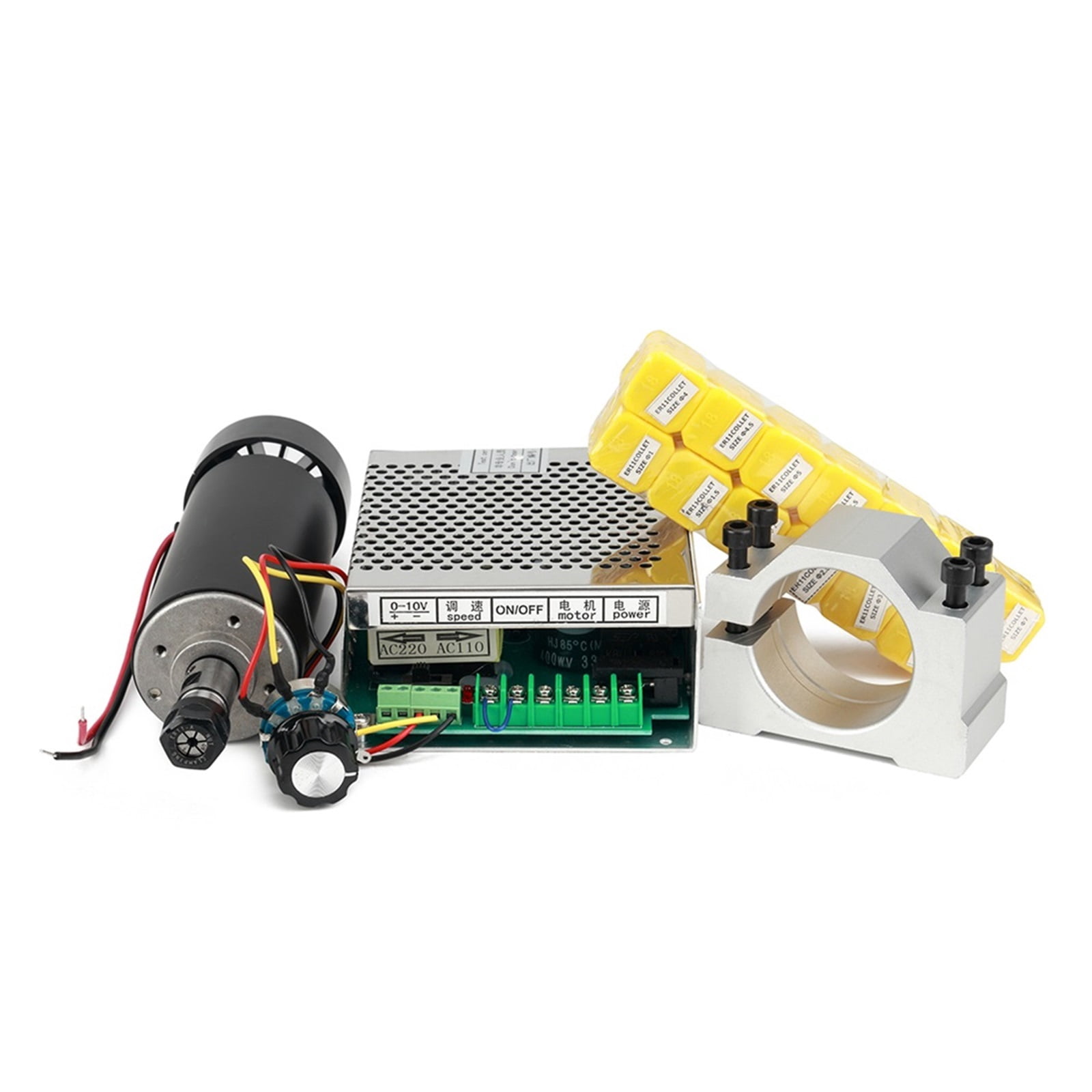 500W CNC Spindle Air-cooled Spindle Motor 500w Power Supply 52mm Clamps ...