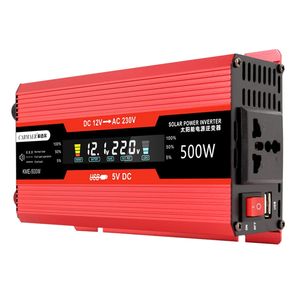 500W Car Power Inverter 12V to 220V AC Converter Solar Inverter LCD ...