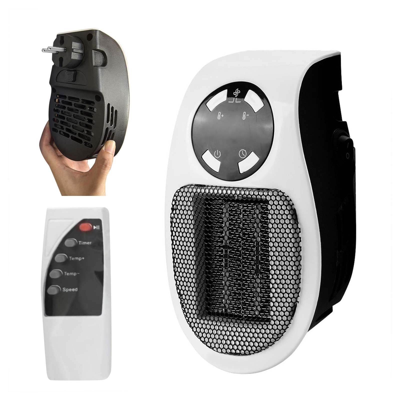 500W Ceramic Plug-In Heater - Portable Indoor Wall Heater with ...