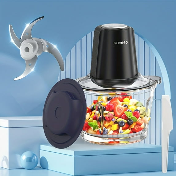 500W Electric Meat Grinder 8-Cup Glass Bowl - 2-Speed Double Layer ...