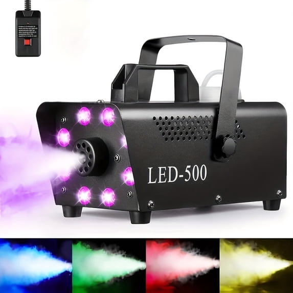 500W LED Fog Machine, 13 Color Lighting & Remote Control Portable Smoke ...