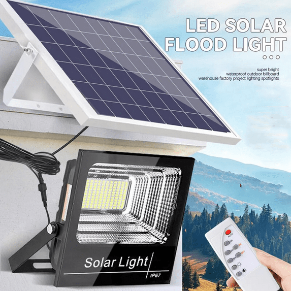 500W LED Solar Floodlight Panel Street Lights Outdoor Waterproof Remote ...