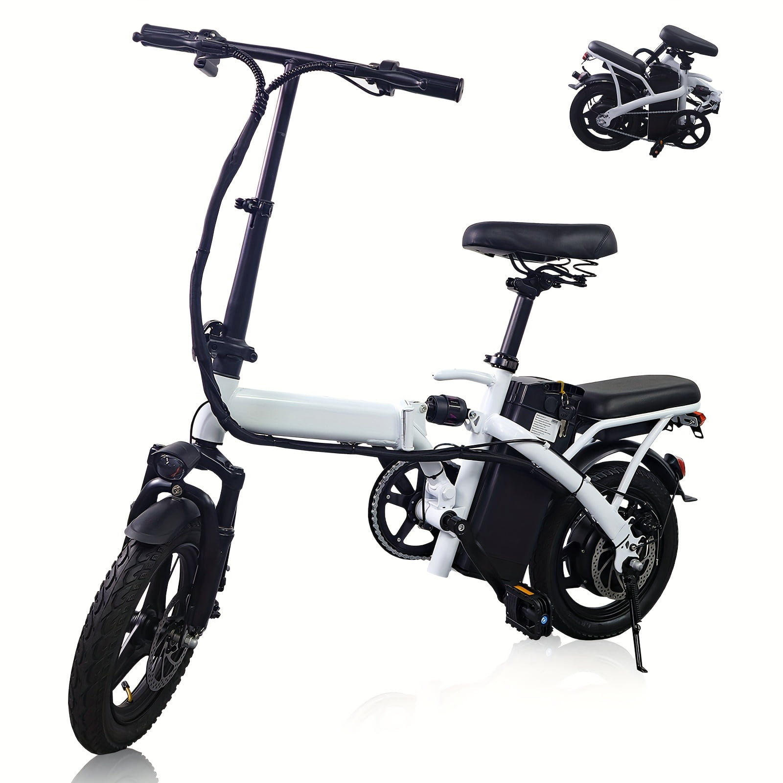 500W Lightweight Folding Electric Bike for Adults, 14-inch Tires, 20MPH 20-Mile Range Commuter E ...
