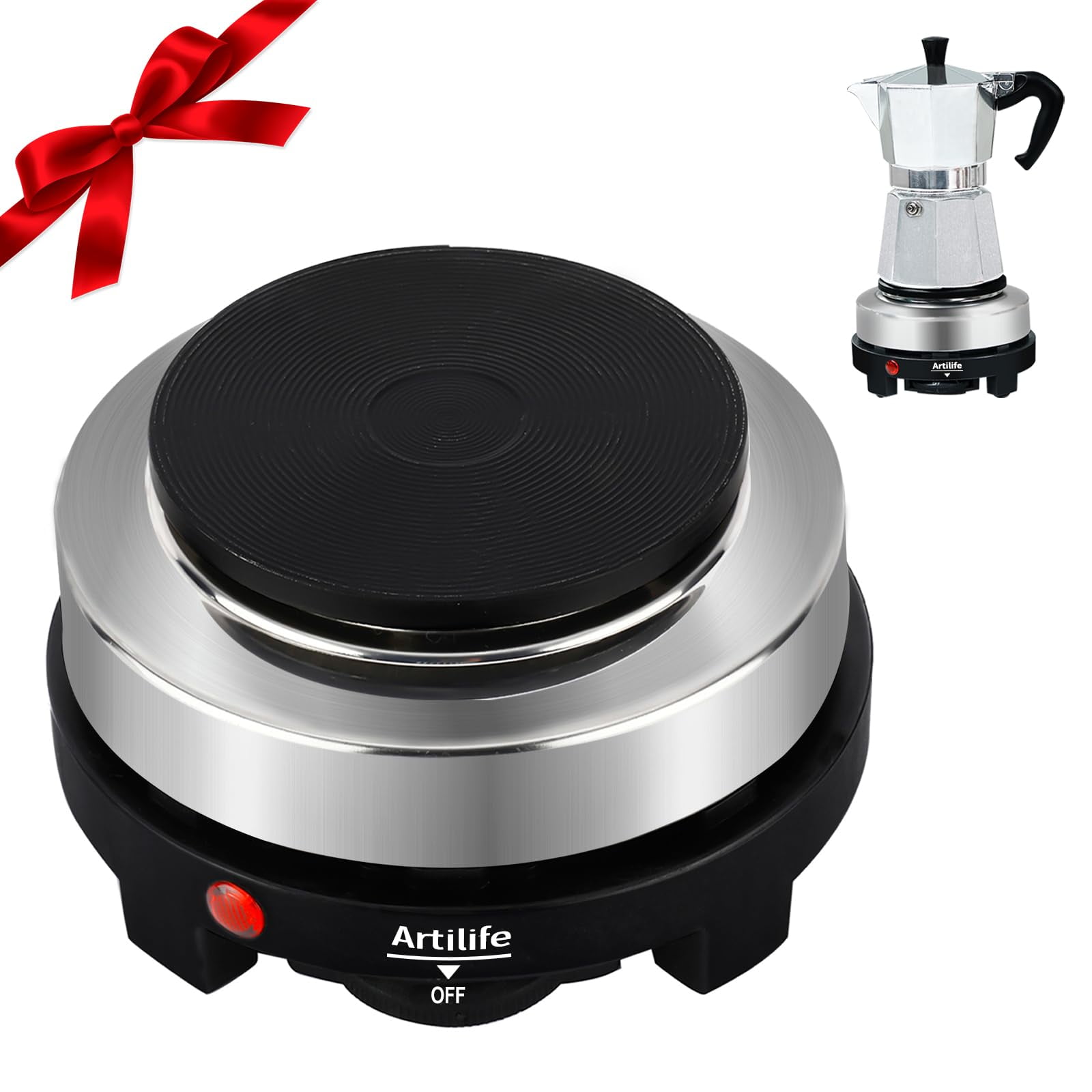 500W Mini Hot Plate Electric Stove, Portable Cooktop for Moka Pot ...