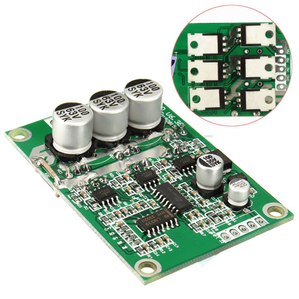 500W PWM Brushless Motor Controller No Hall DC Motor Balancing ...