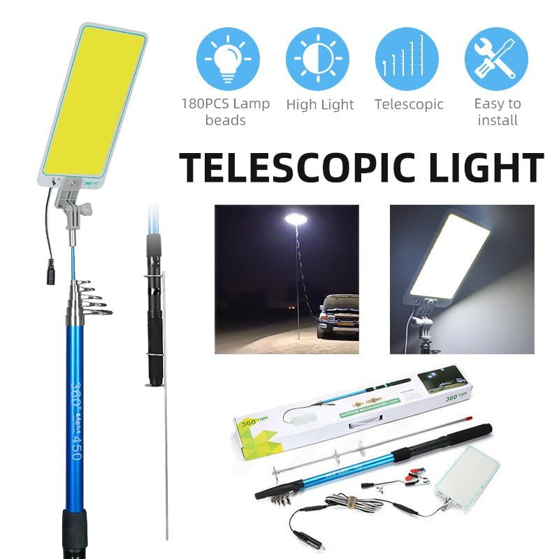 500W Telescopic COB Rod LED Lights Fishing Outdoor Camping Lantern ...