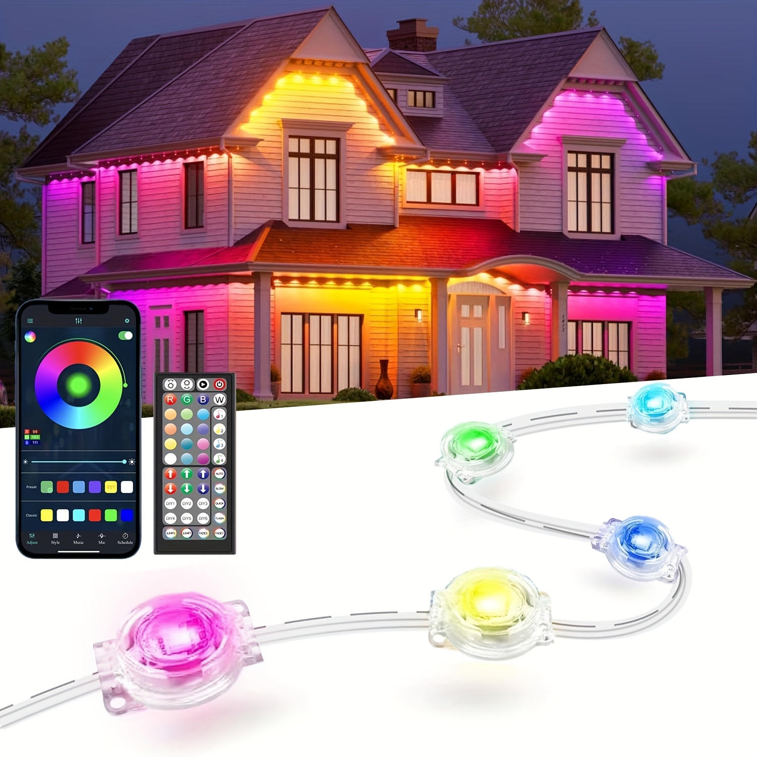 500ft/150M Permanent Outdoor RGB LED Eaves Light Strip - IP67 ...