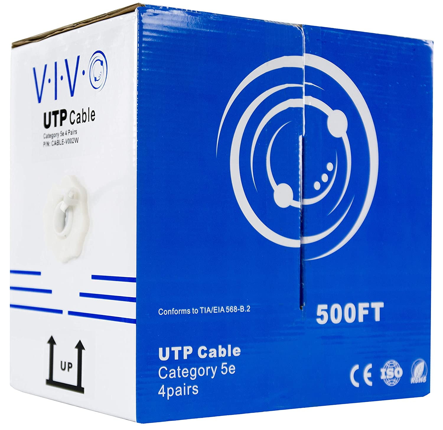 500ft Bulk Cat5e, CCA Ethernet Cable, 24 AWG, UTP Pull Box, Cat-5e Wire ...