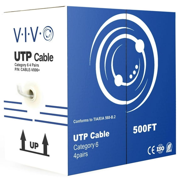 500ft Bulk Cat6 Wire, CCA Ethernet Cable, 23 AWG, UTP Pull Box, LAN ...