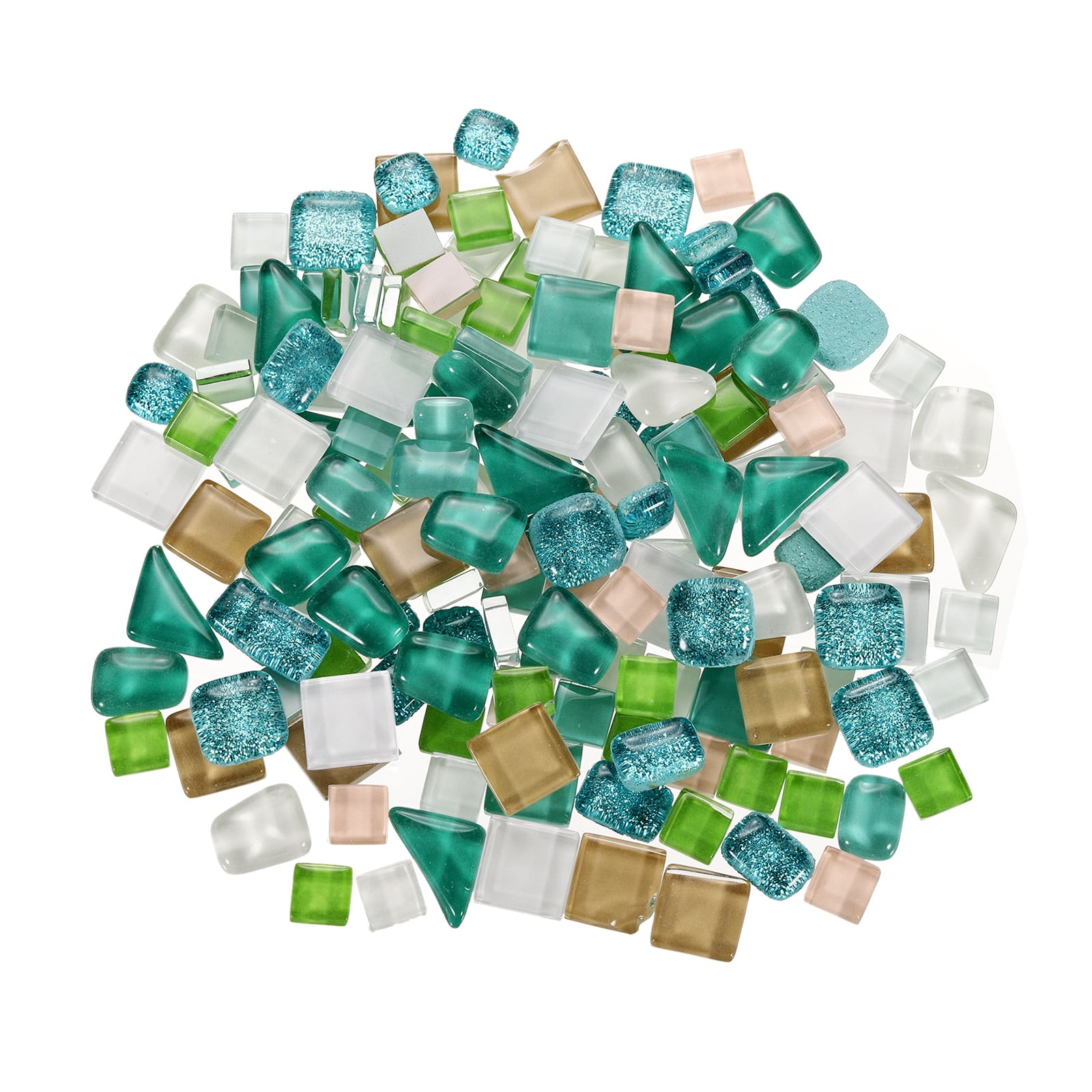 500g/1.1lb Irregular Glass Mosaic Tile, 400 Pcs Mixed Blue White 4 ...