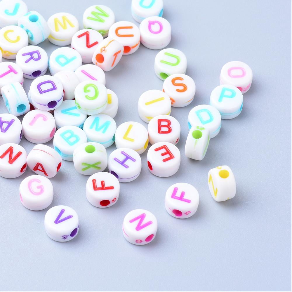 500g Craft Acrylic Horizontal Hole Letter Beads Flat Round Mixed Color ...