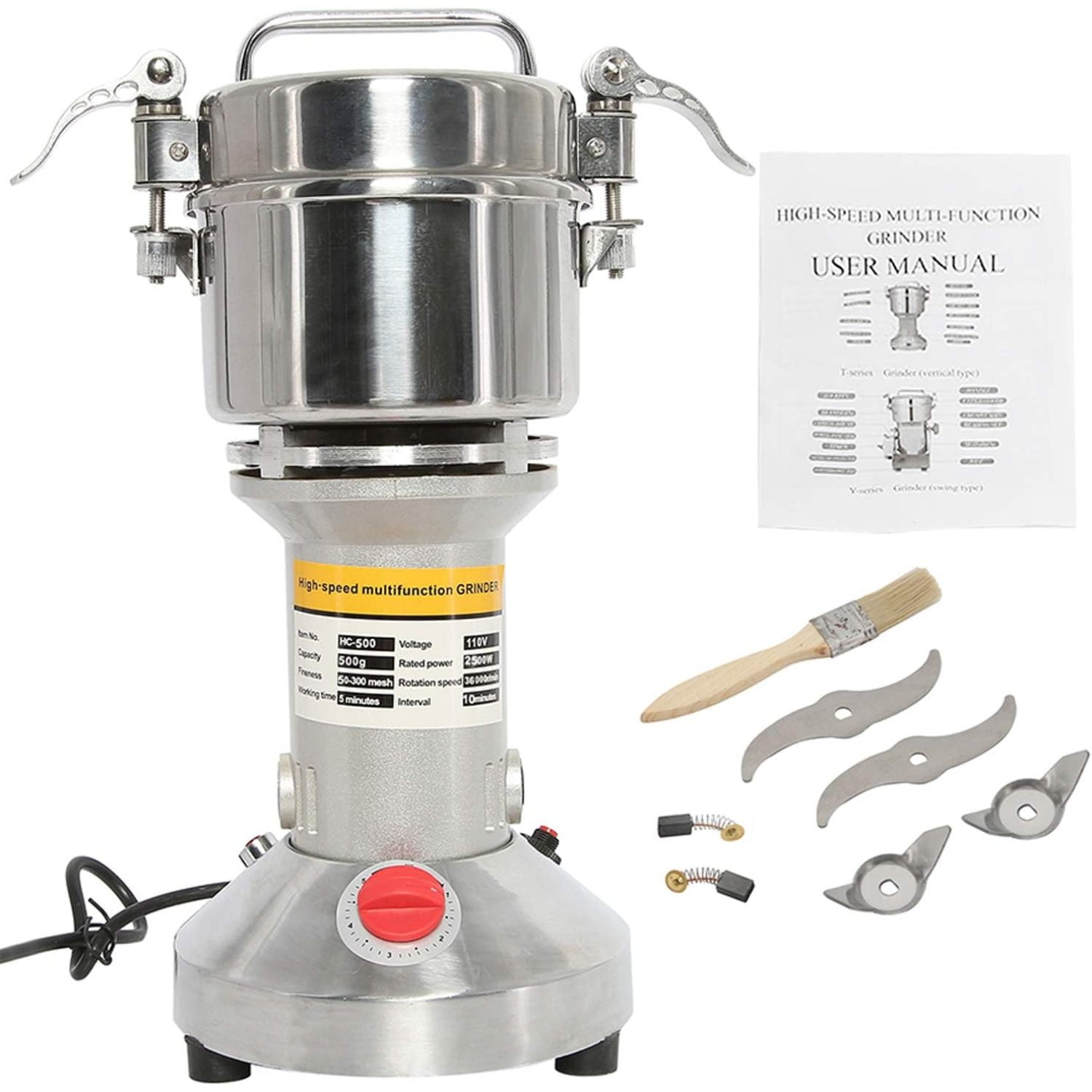 500g Grain Mill Grinder 2500W 50-300 Mesh 36000RPM High Speed Electric ...