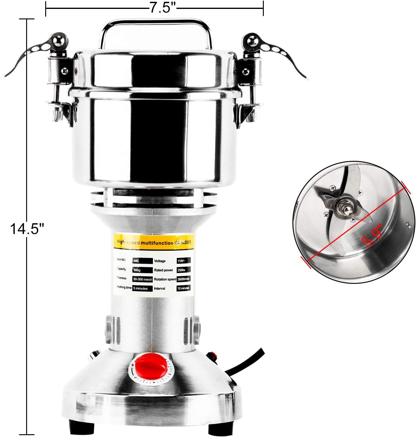 500g High Speed Electric Grain Mill Grinder - Walmart.com