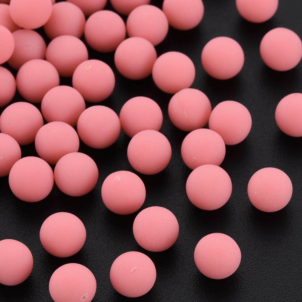 500g Opaque Acrylic Beads Frosted No Hole Round Salmon 6mm about ...