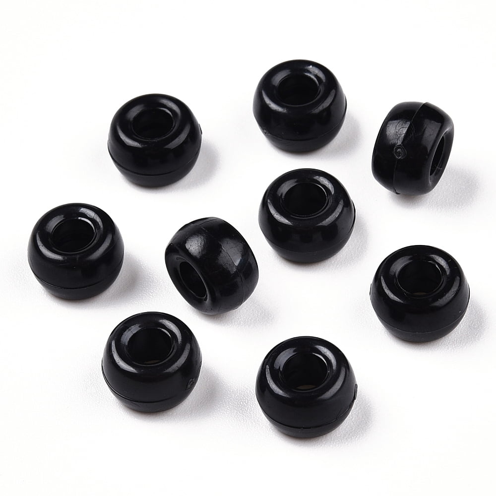 500g Opaque Plastic Beads Barrel Black 9x6mm Hole: 3.8mm about 1950pcs ...