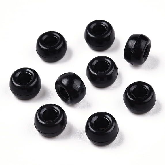 500g Opaque Plastic Beads Barrel Black 9x6mm Hole: 3.8mm about 1950pcs ...