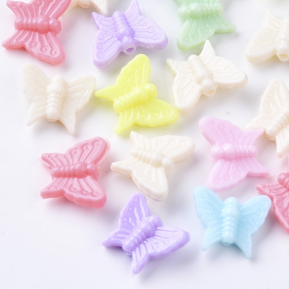 500g Opaque Polystyrene(PS) Plastic Beads Butterfly Mixed Color 13x15 ...