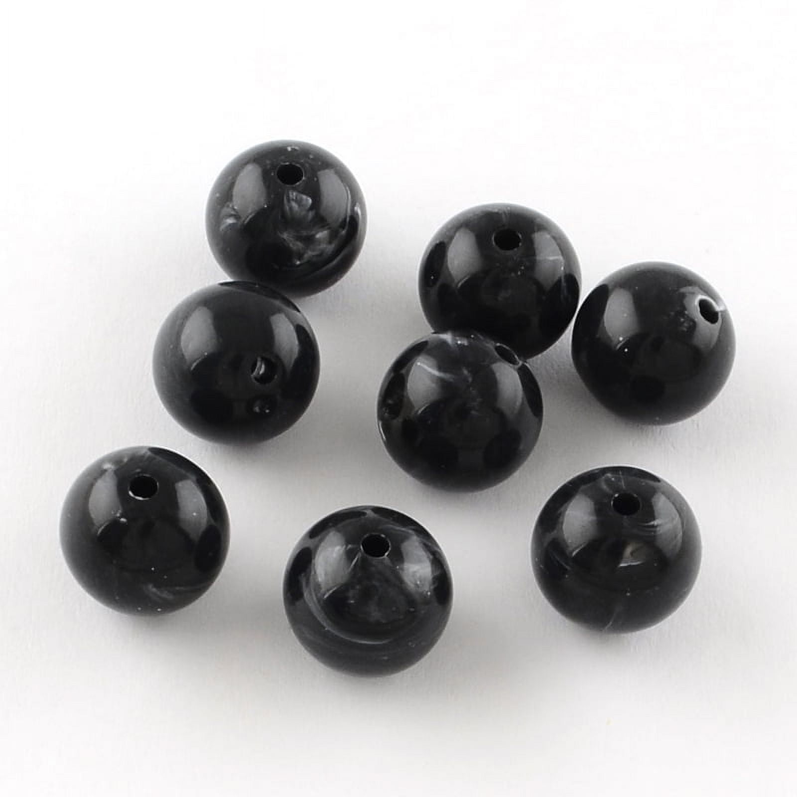 500g Round Imitation Gemstone Acrylic Beads Black 20mm Hole: 3mm about ...