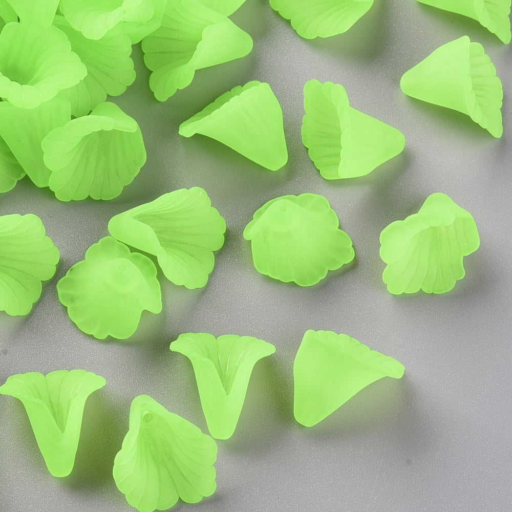 500g Transparent Acrylic Bead Caps Trumpet Flower Beads Frosted Flower ...