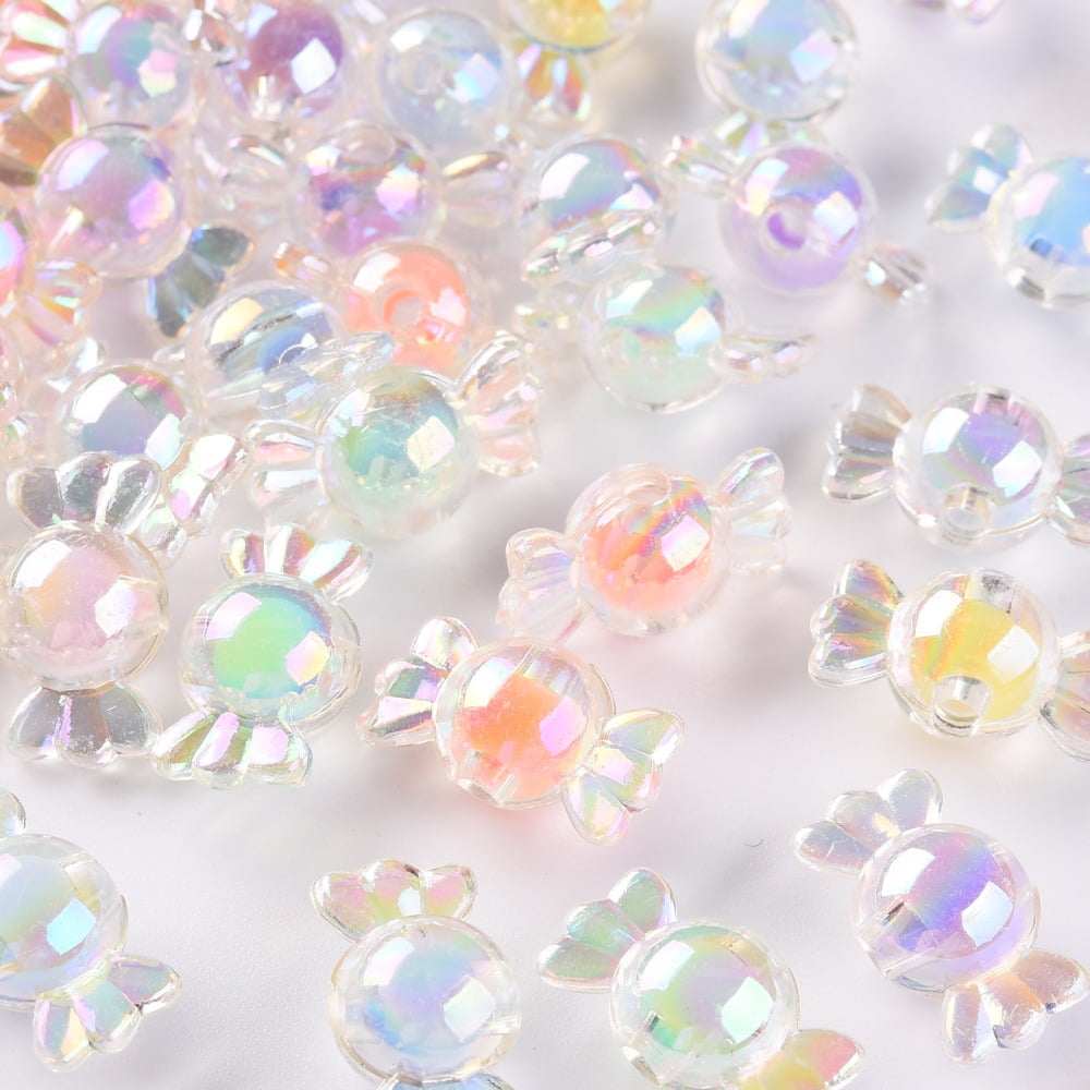 500g Transparent Acrylic Beads Bead in Bead AB Color Candy Mixed Color ...